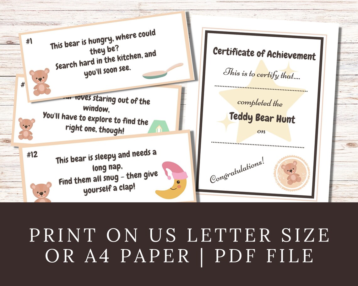 Teddy Bear Hunt Printable, Teddy Bear's Picnic Tea Party Game, Beary ...
