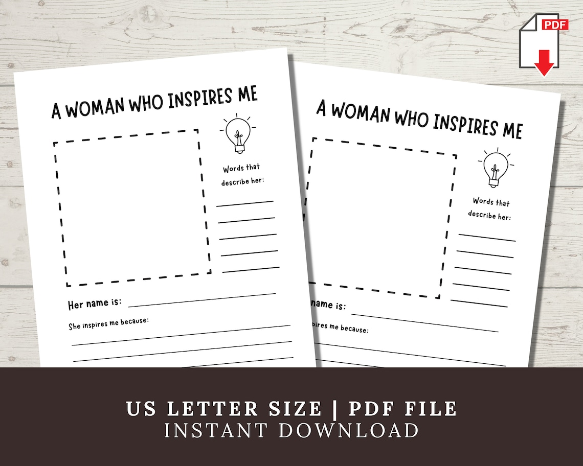 Inspiring Women Printable Worksheet for Kids, Women's Day, Women's ...