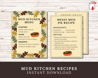 Printable Mud Kitchen Recipe Cards - Enhance Outdoor Learning and ...