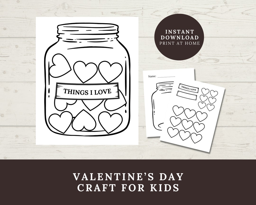 Valentine's Day Craft for Kids, Printable Valentine's Day Coloring ...