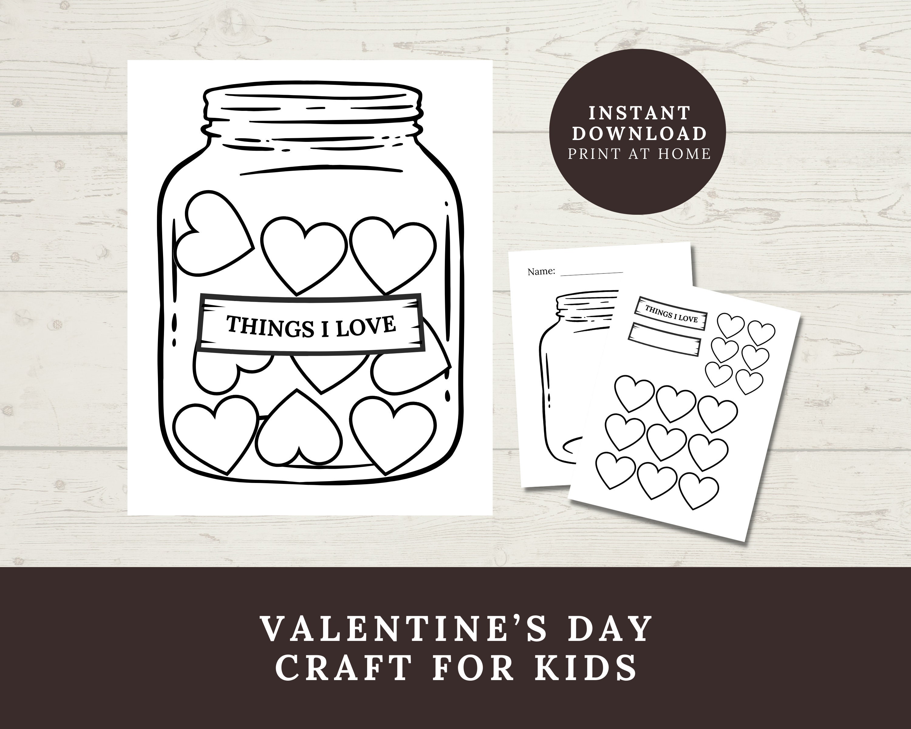 Valentine's Day Craft for Kids, Printable Valentine's Day Coloring ...