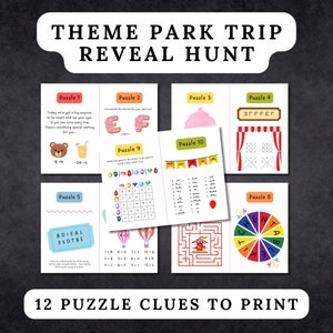 Surprise Theme Park Trip Reveal Scavenger Hunt for Kids, Hide Vacation ...