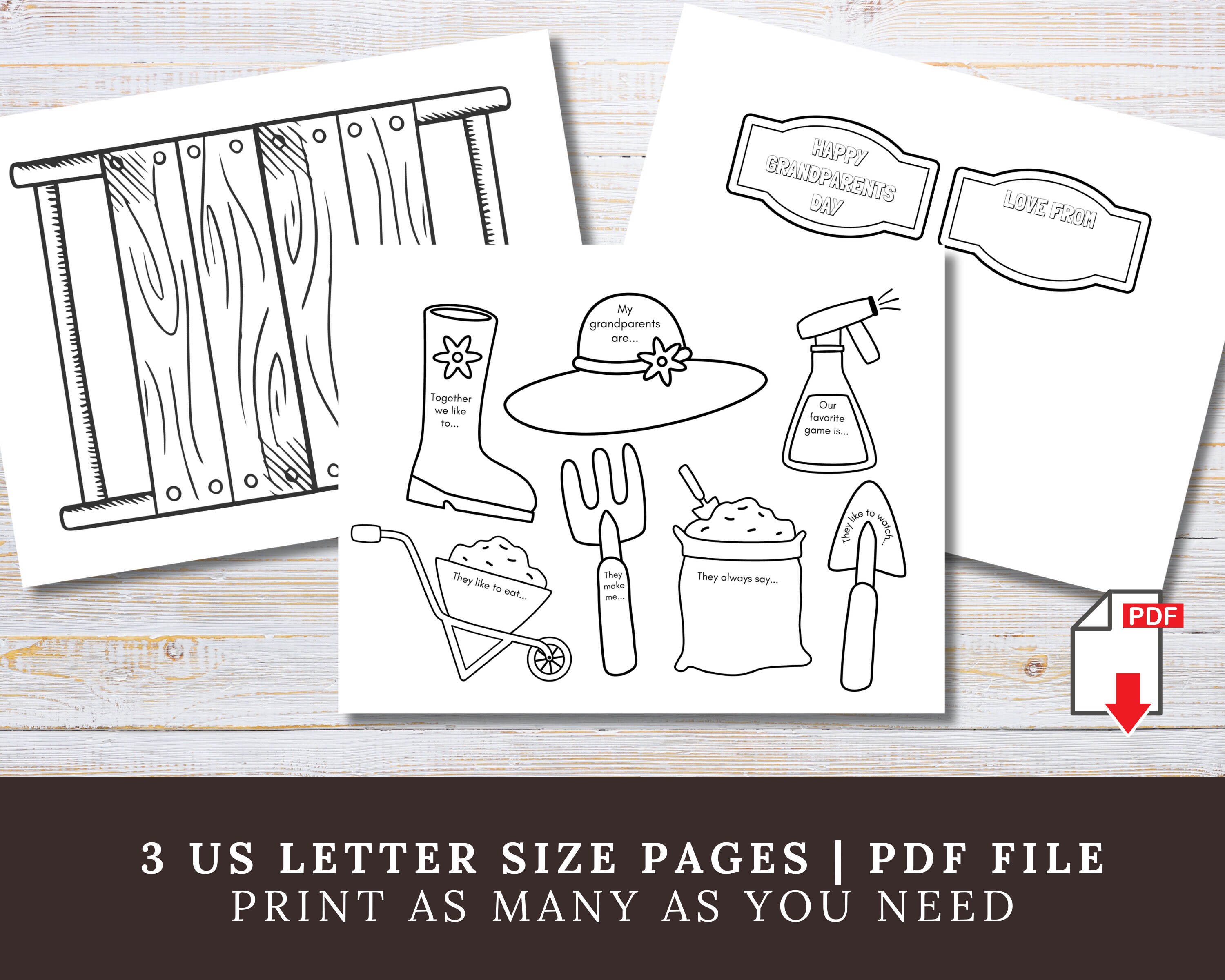 Grandparents Day Craft, Printable Grandparents Day Coloring Card for ...