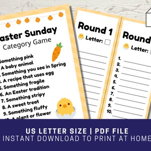 Printable Easter Party Game, Easter Category Word Game for Kids and ...