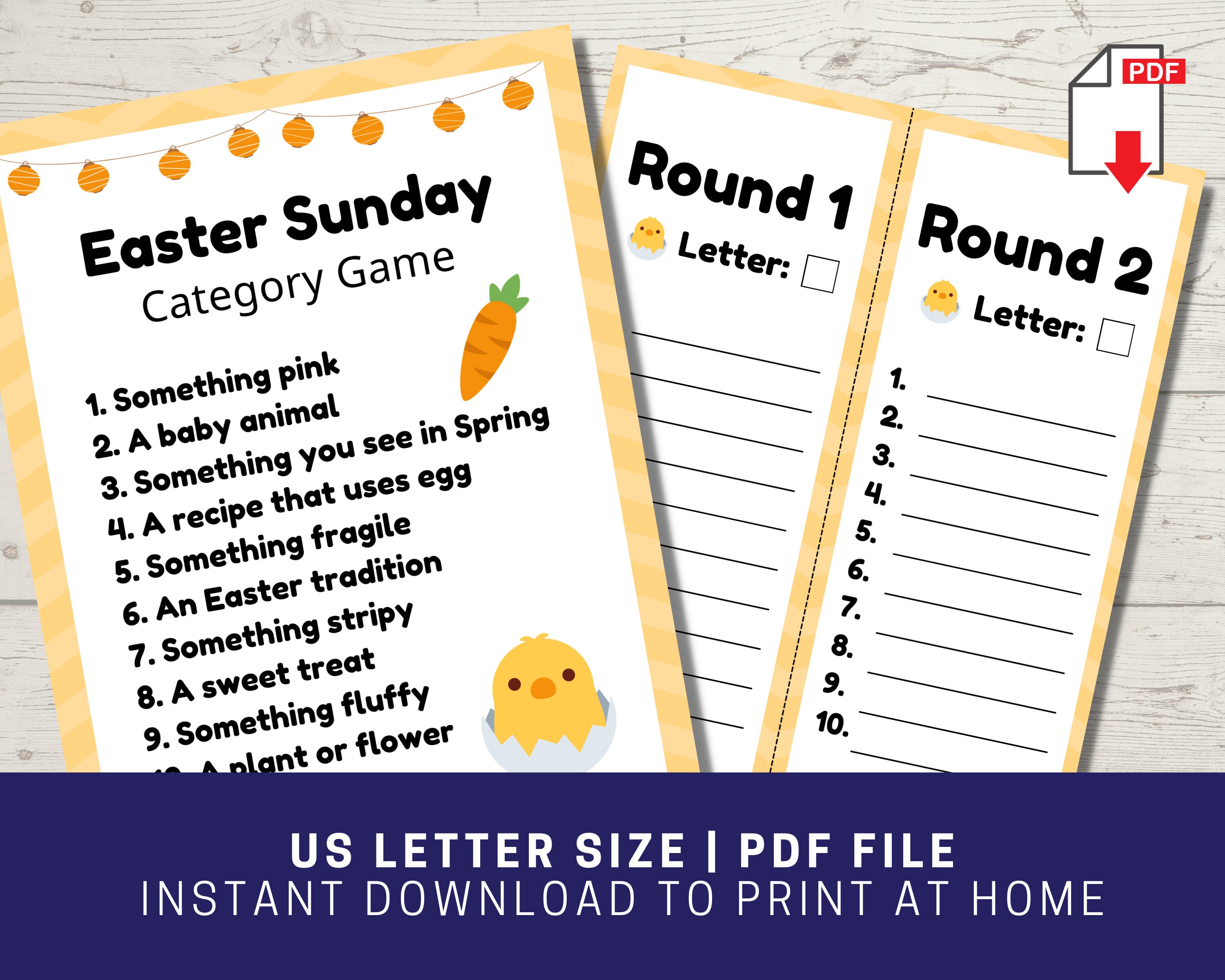 Printable Easter Party Game, Easter Category Word Game for Kids and ...