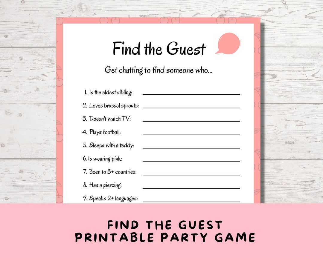 Printable Find the Guest Party Game for Teen and Tween Sleepovers ...