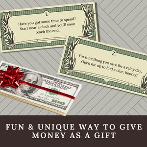 Money Scavenger Hunt Clues, Printable Birthday or Christmas Money ...