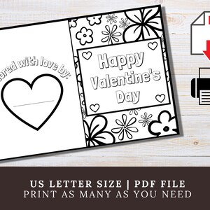 Valentine's Day Color in Card, Printable Valentine's Day Craft Activity ...