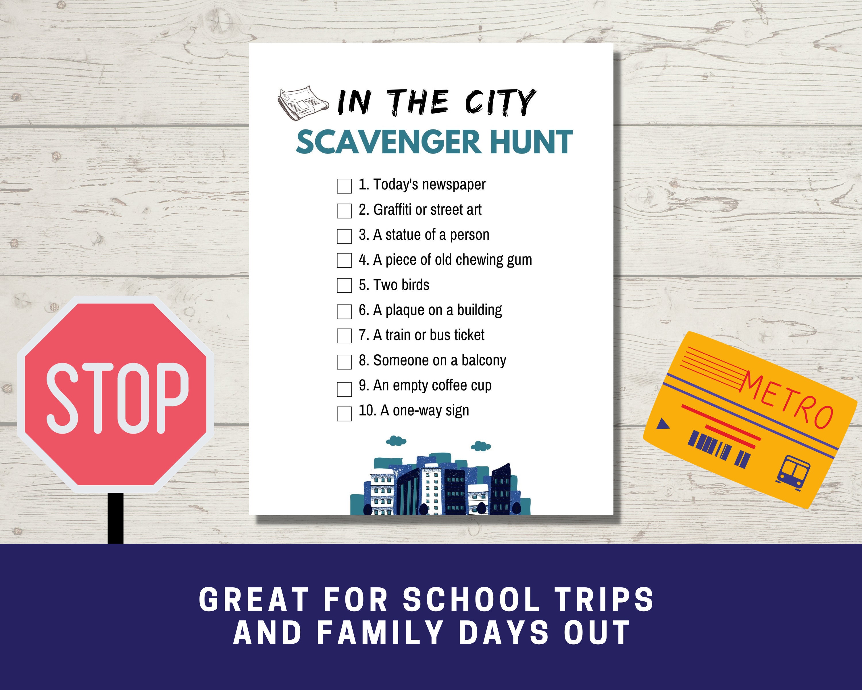 Printable City Scavenger Hunt for Kids, Grade School Field Trip ...