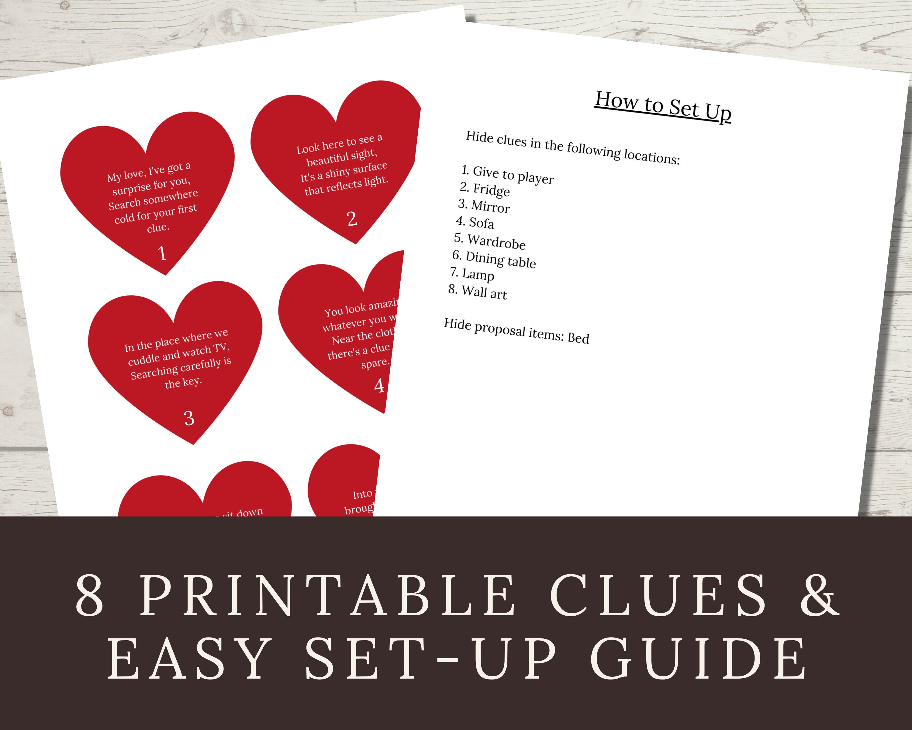 Proposal Scavenger Hunt Clues printable, Cute Proposal Idea for Him or ...