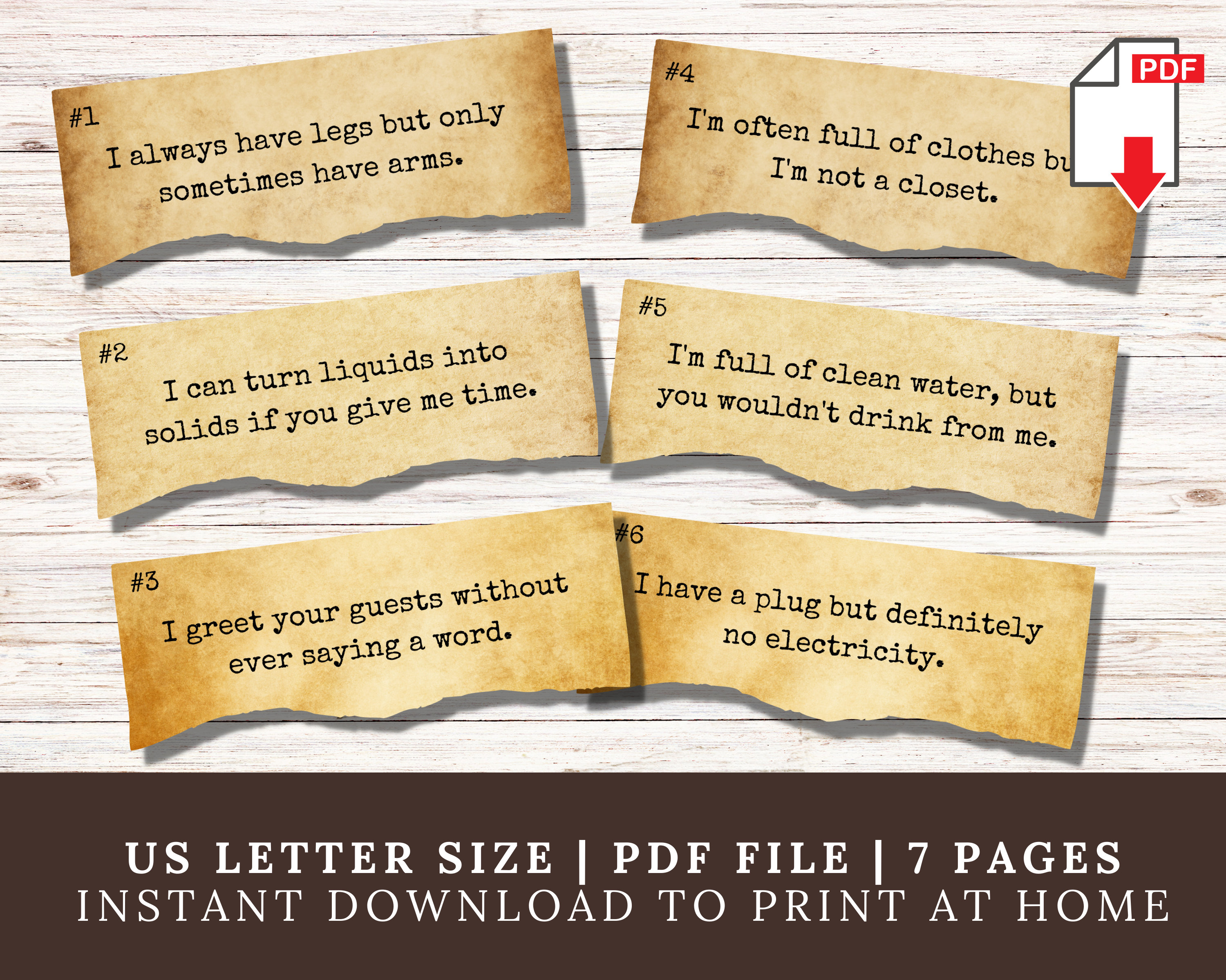 Printable Scavenger Hunt Riddles: Indoor Treasure Hunt Clues (PDF) - Etsy