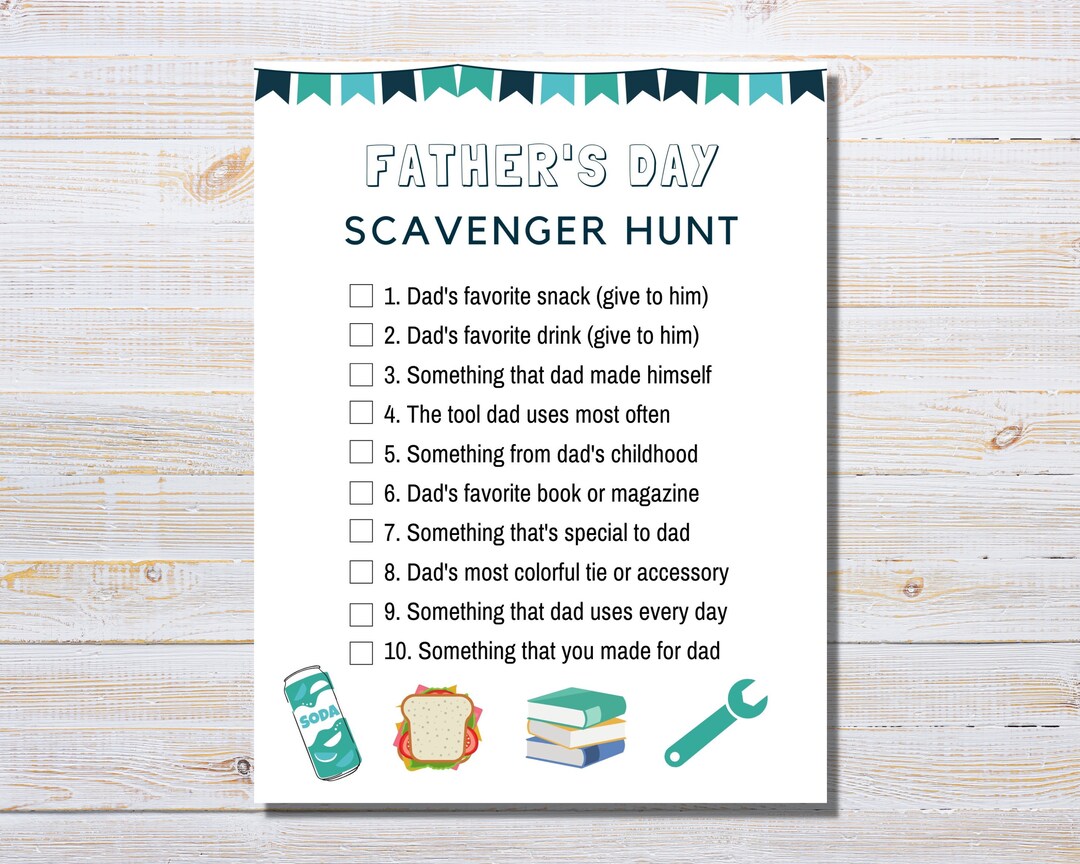 Father's Day Scavenger Hunt for Kids (printable), Father's Day Party ...
