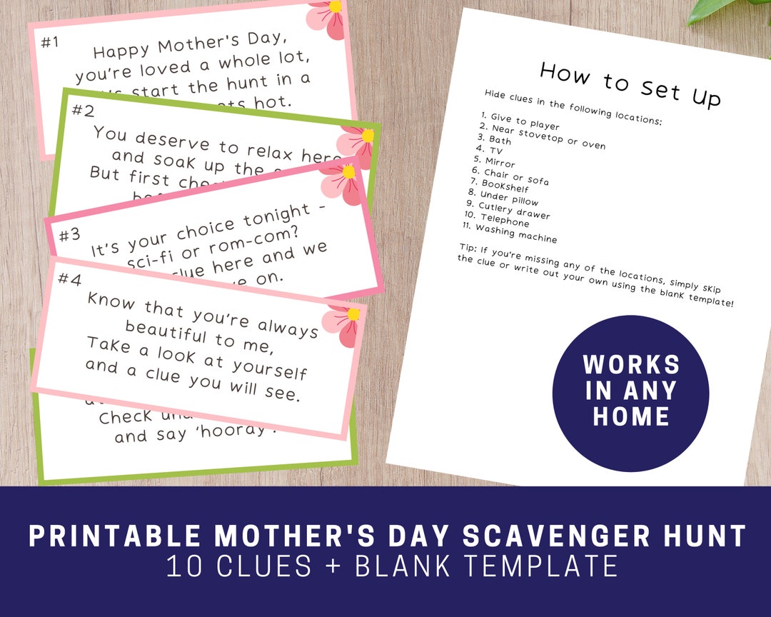 Mother's Day Scavenger Hunt Clues for Mom From Kids or - Etsy