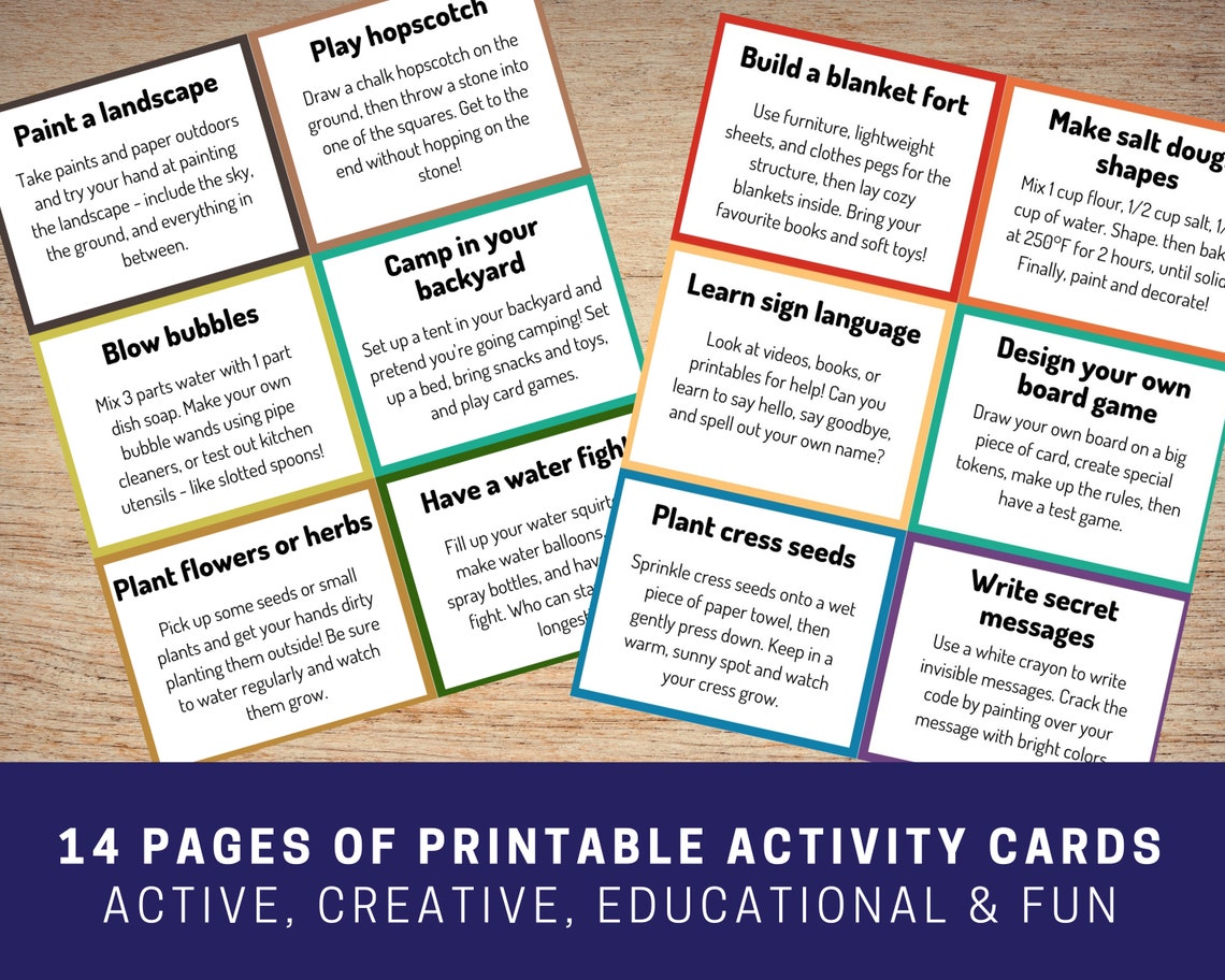 Printable Activity Card Bundle for Kids 84 Cards Indoor and - Etsy