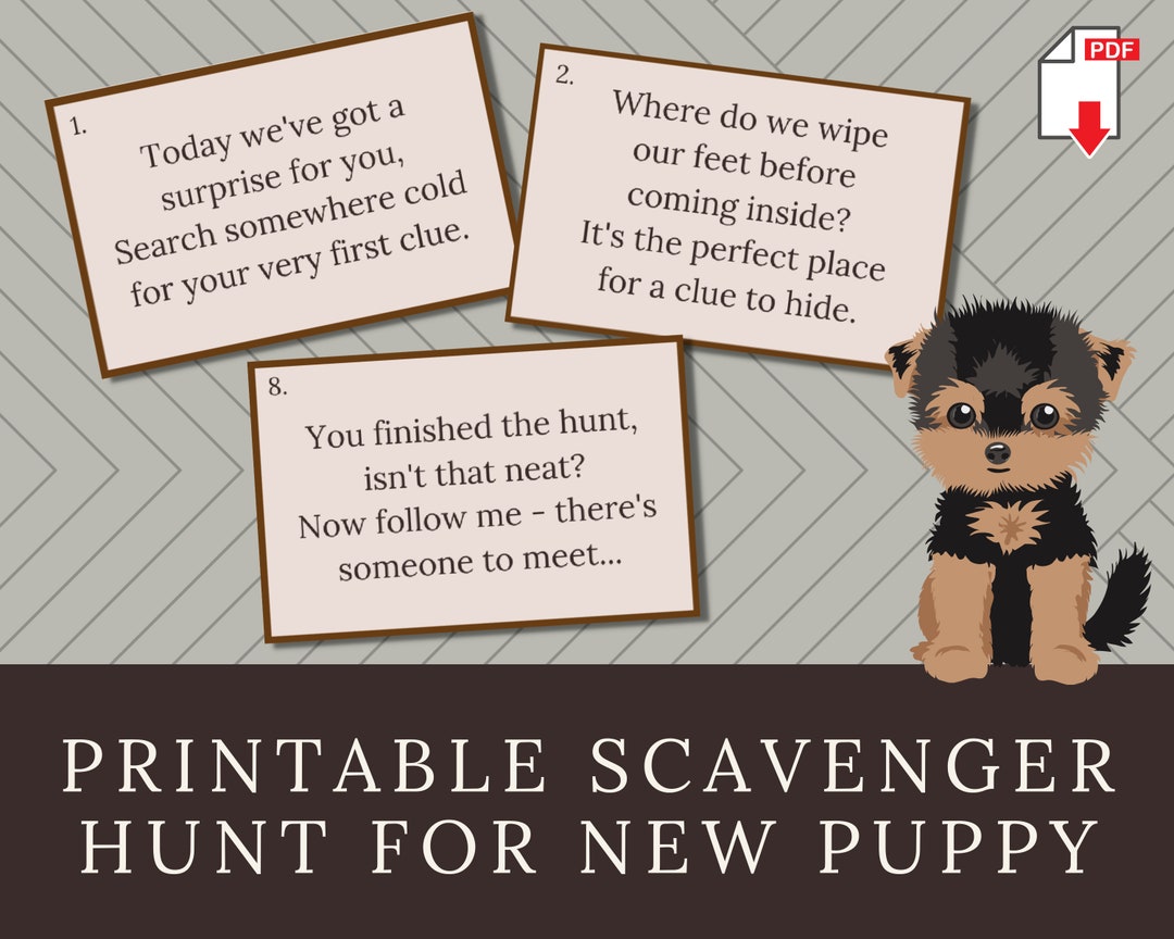 Printable New Puppy Scavenger Hunt Treasure Hunt Clues - Etsy