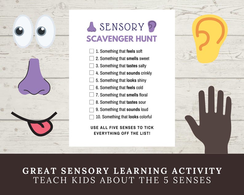Sensory Scavenger Hunt: 5 Senses Kids' Learning Game (PDF Download) - Etsy