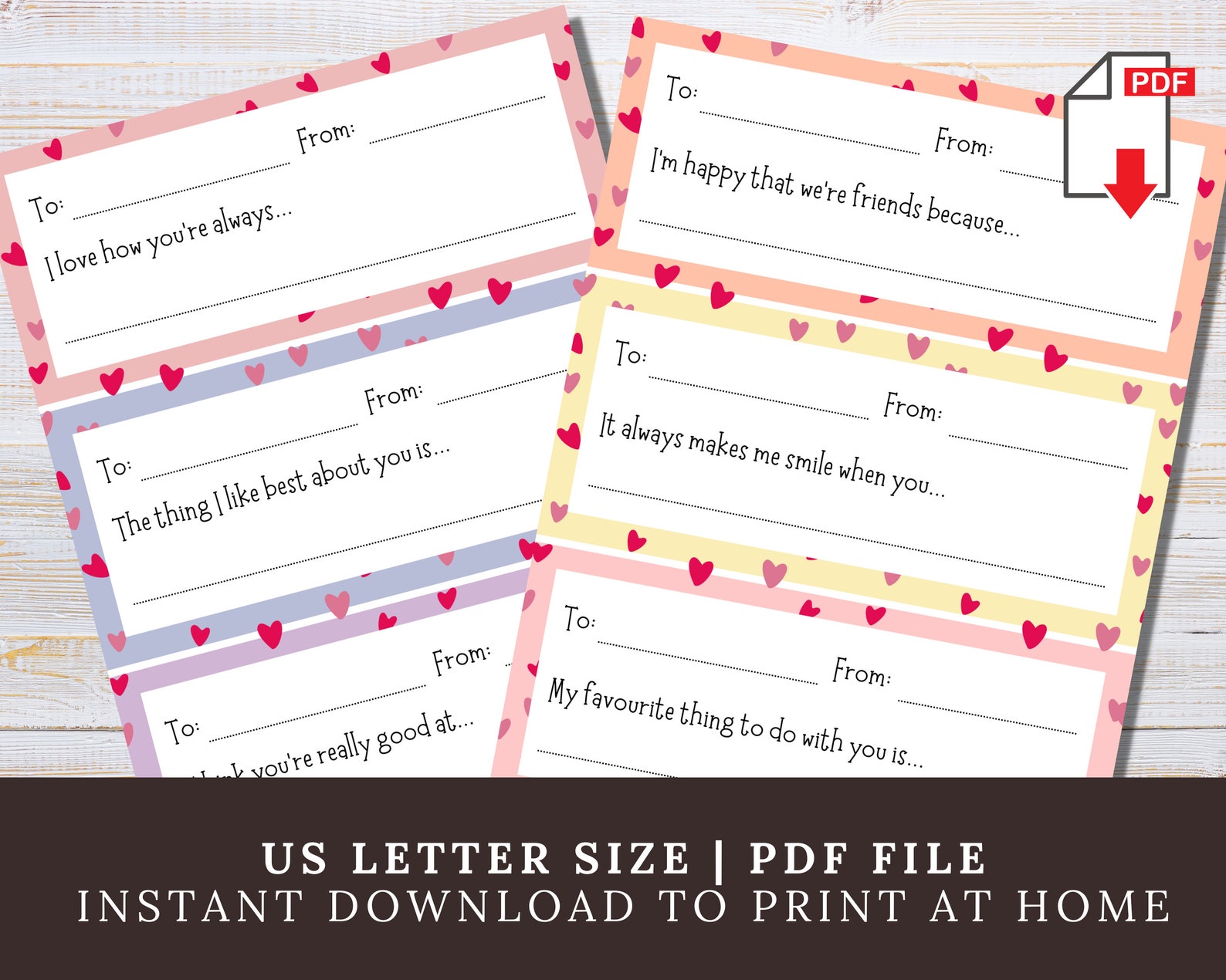 Printable Valentine's Day Notes for Kids Classmates, Valentine's Day ...