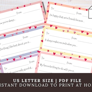 Printable Valentine's Day Notes for Kids Classmates, Valentine's Day ...