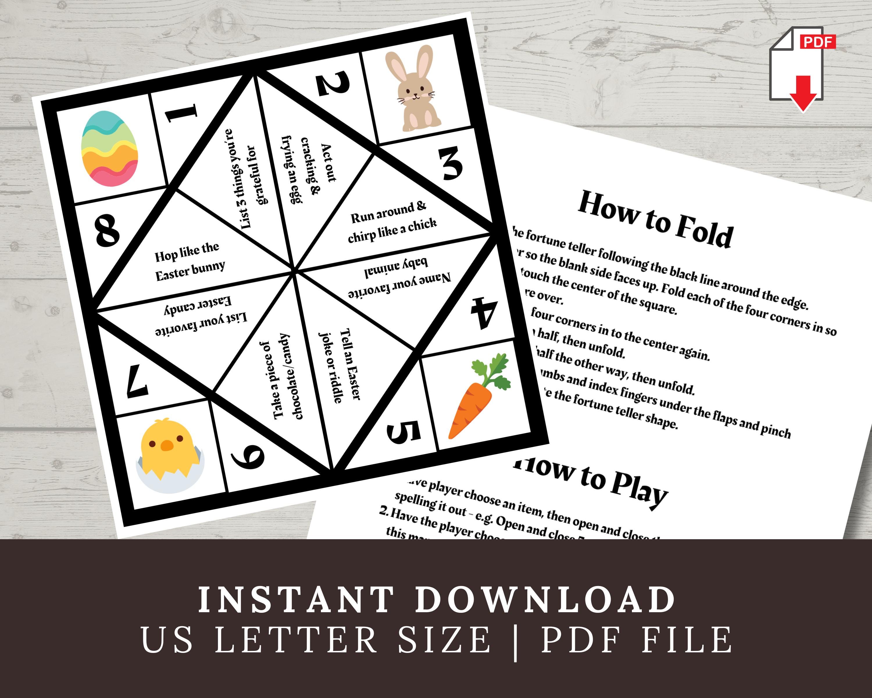 Printable Easter Fortune Teller Craft: Kids Activity, Basket Stuffer ...