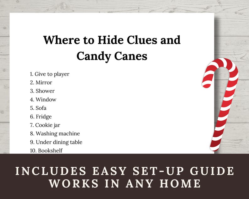 Candy Cane Treasure Hunt, Printable Christmas Scavenger Hunt for Kids ...