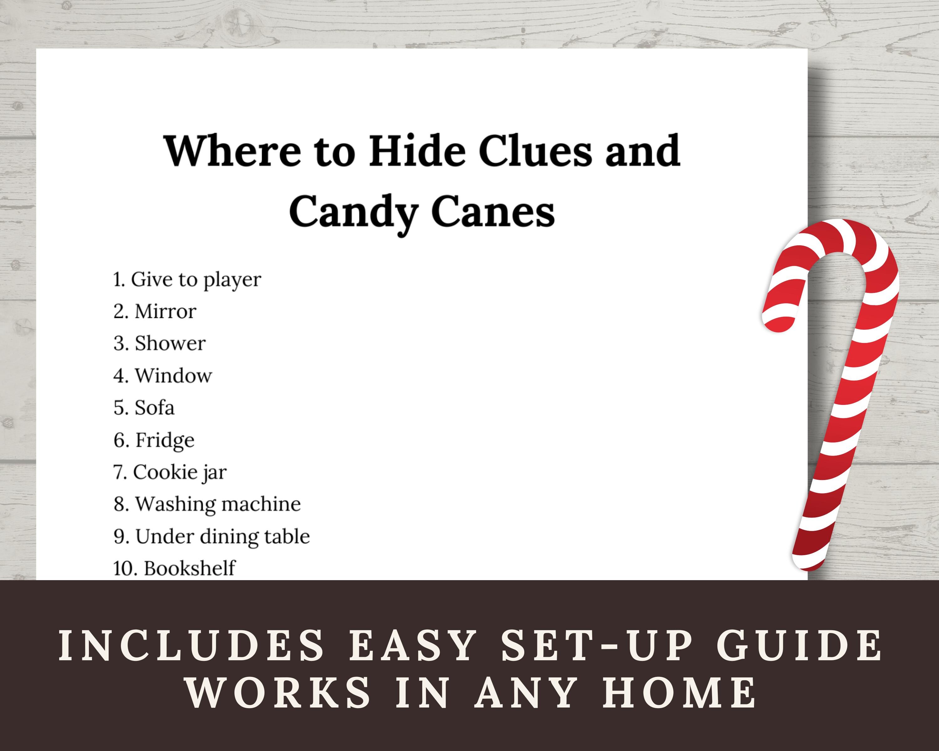 Candy Cane Treasure Hunt, Printable Christmas Scavenger Hunt for Kids ...