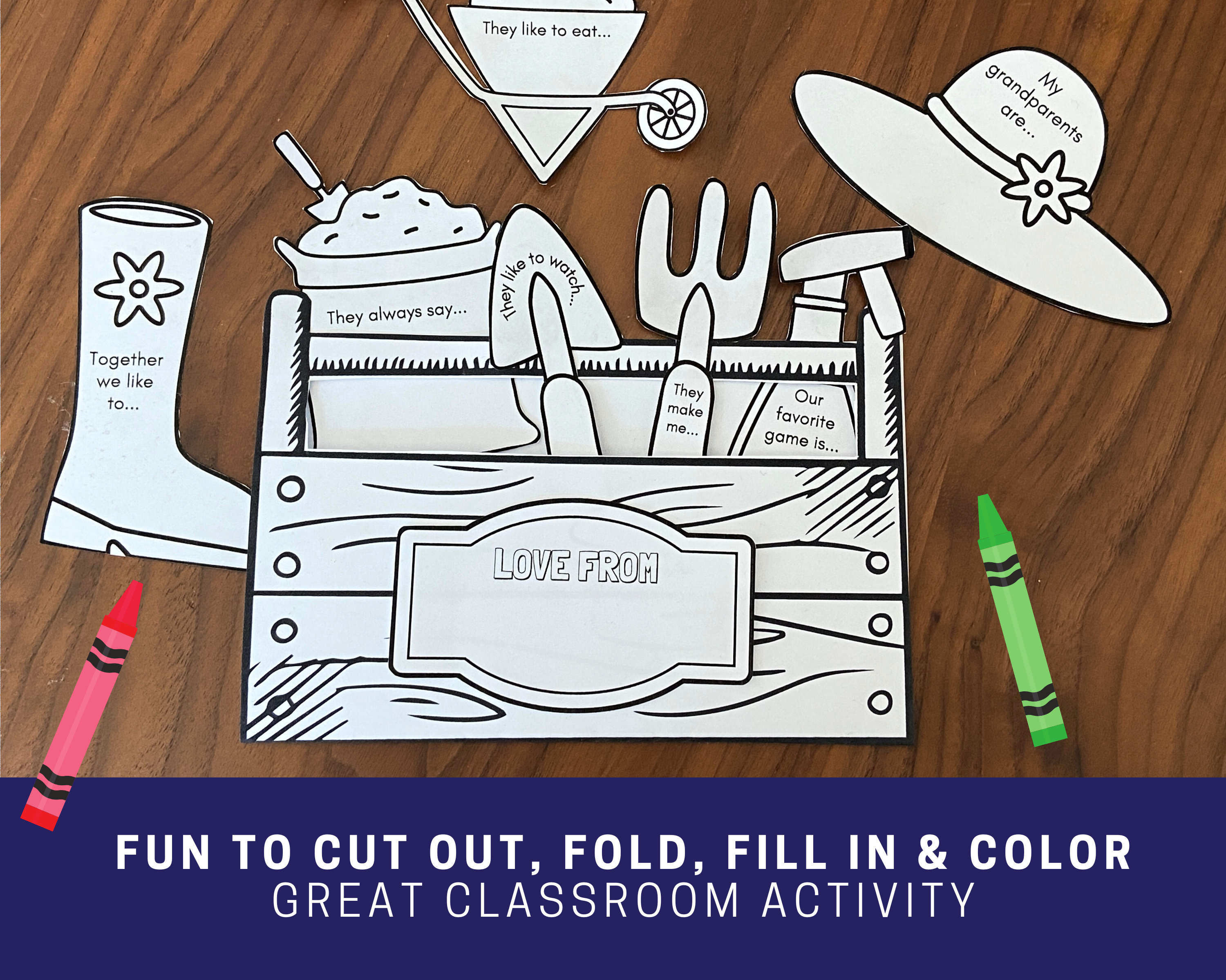 Grandparents Day Craft, Printable Grandparents Day Coloring Card for ...