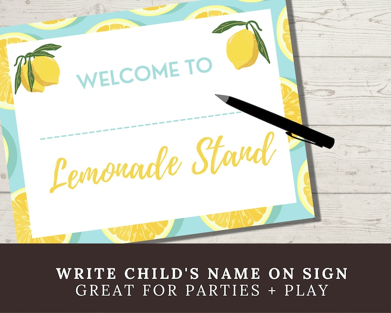 Printable Lemonade Stand Kit for Kids, Lemonade Stand Sign Menu ...