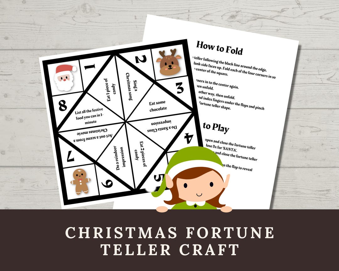 Printable Christmas Fortune Teller: Kids' Cootie Catcher Game (PDF) - Etsy