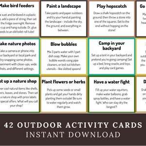 42 Outdoor Activity Cards for Kids: Nature Play, Garden Games ...
