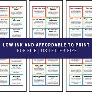 42 Indoor Activity Cards for Kids and Toddlers, Printable Rainy Day ...