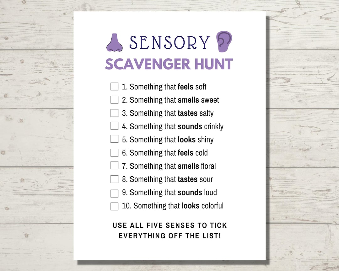 Sensory Scavenger Hunt: 5 Senses Kids' Learning Game (PDF Download) - Etsy