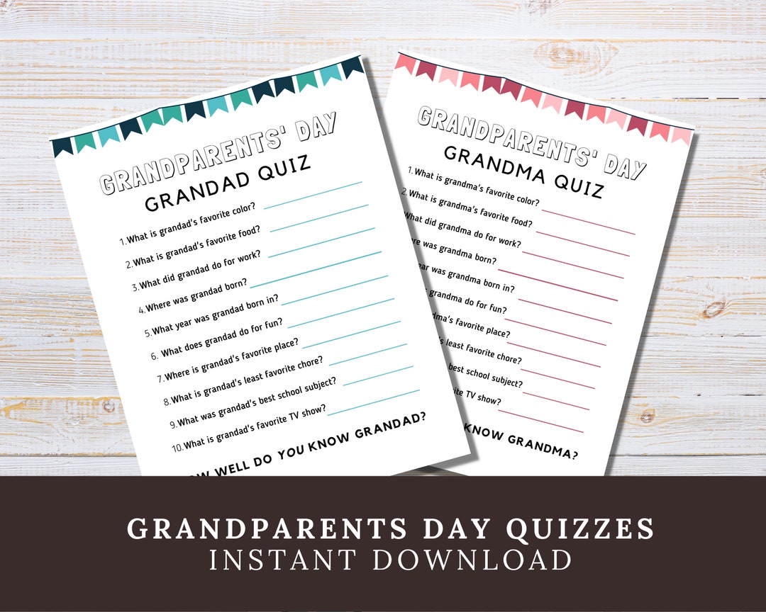 Grandparents Day Quiz: Grandma and Grandad Activity (printable PDF) - Etsy