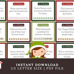 Advent Acts of Kindness Cards for Kids, Printable Advent Calendar ...