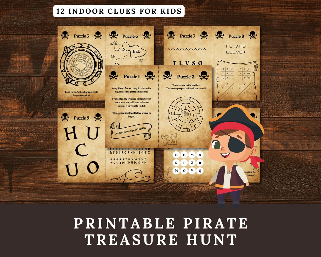 Indoor Pirate Scavenger Hunt for Kids, Pirate Treasure Hunt Puzzle ...