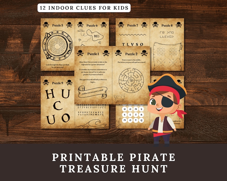 Indoor Pirate Scavenger Hunt for Kids, Pirate Treasure Hunt Puzzle ...