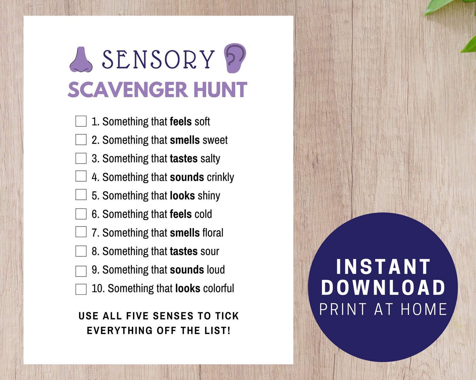Sensory Scavenger Hunt for Kids printable Child and Toddler | Etsy