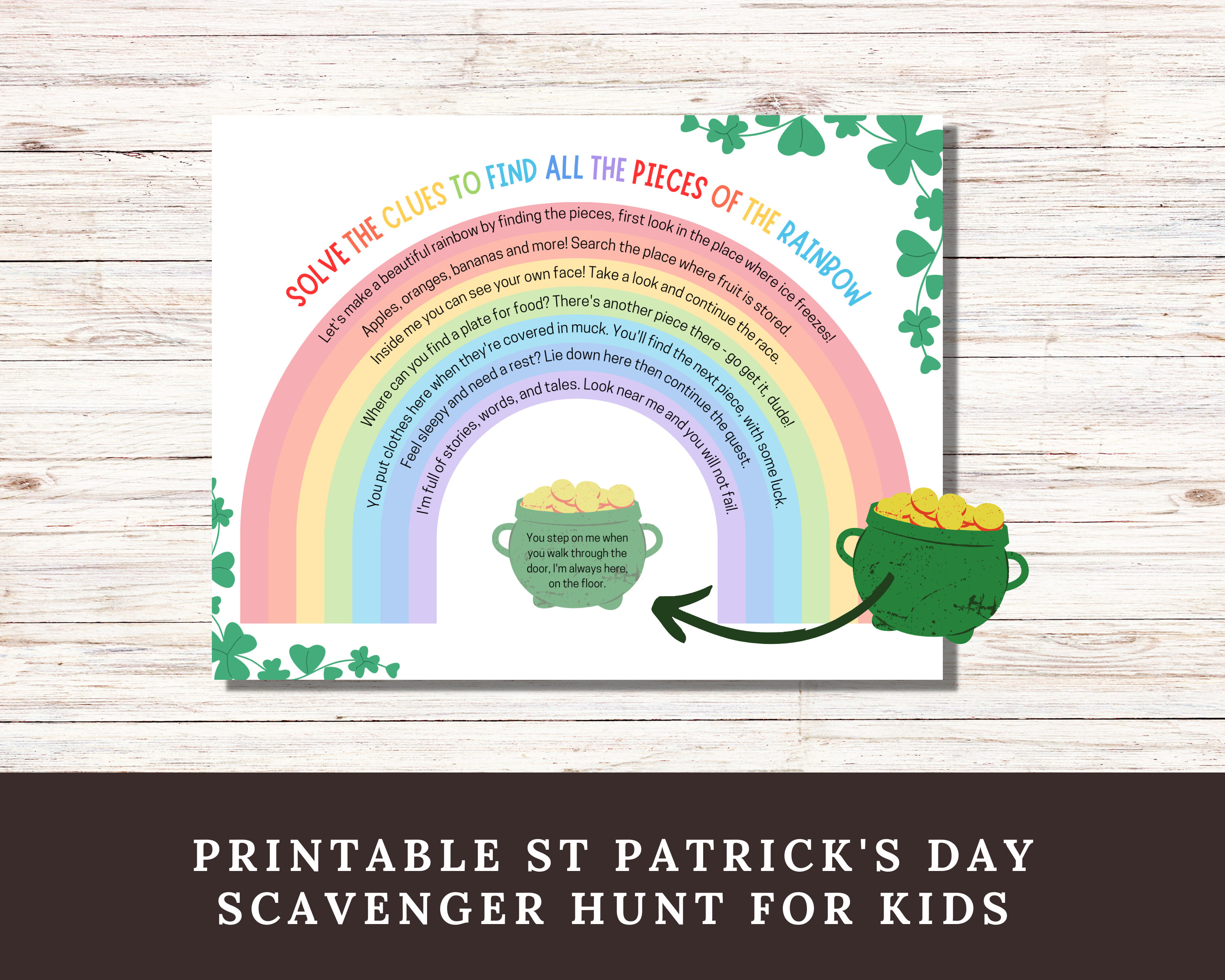 St Patrick's Day Scavenger Hunt Printable, St Patty's Day Treasure Hunt ...