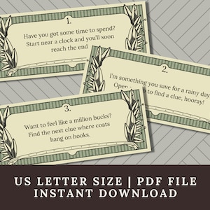 Money Scavenger Hunt Clues, Printable Birthday or Christmas Money ...