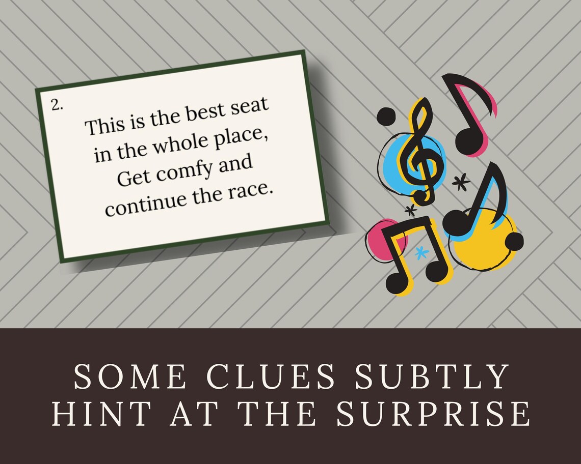 Concert Ticket Scavenger Hunt Clues, Surprise Music Gift (printable PDF ...