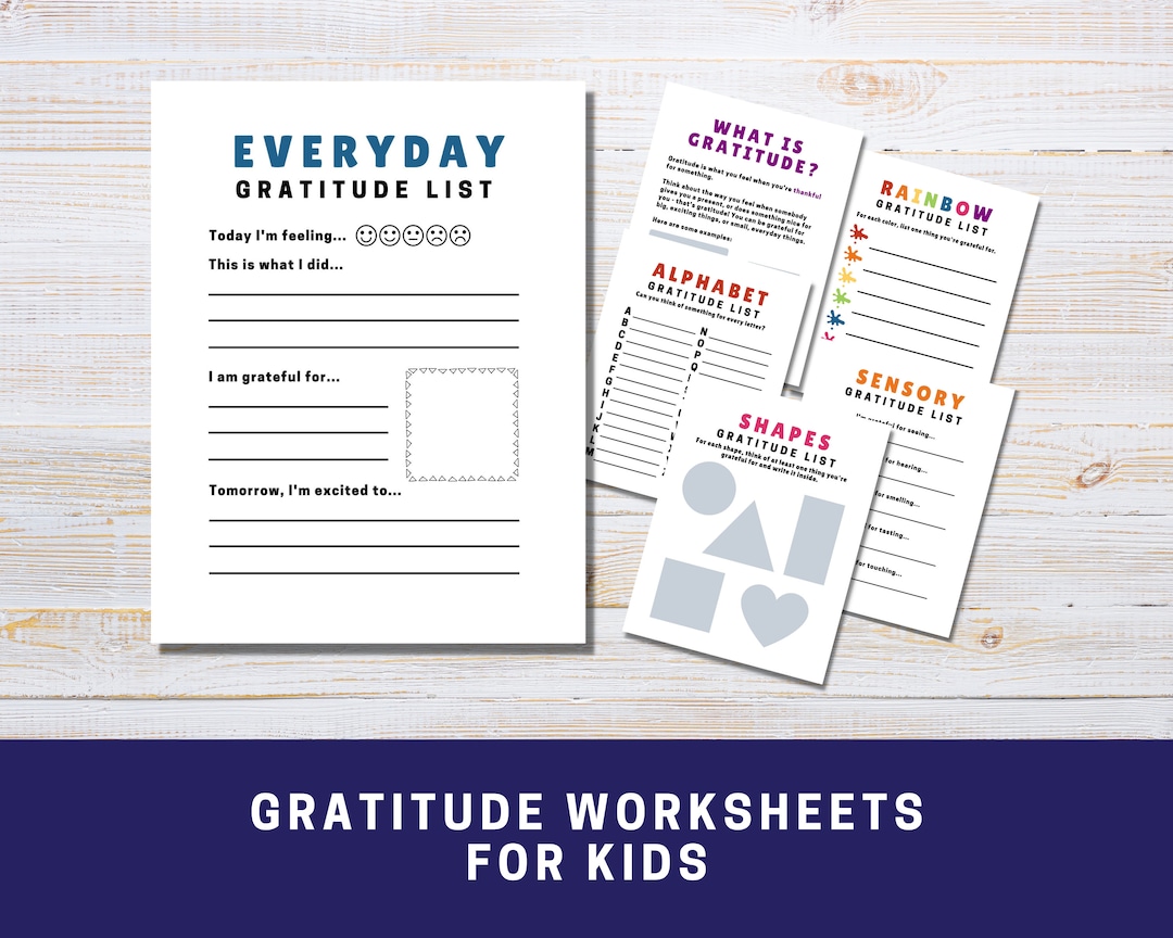 Printable Gratitude Worksheets for Kids Mindfulness Activity - Etsy