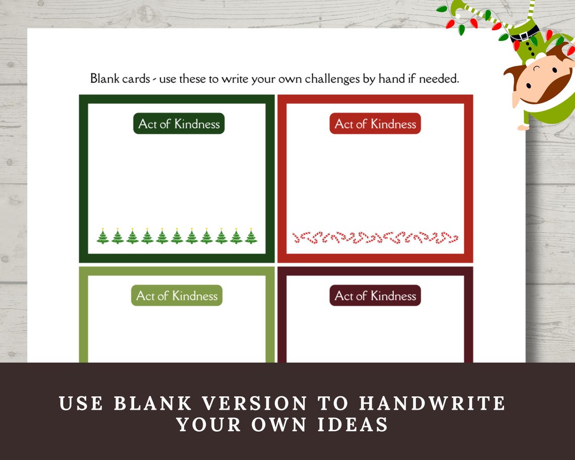 Advent Acts of Kindness Cards for Kids, Printable Advent Calendar ...