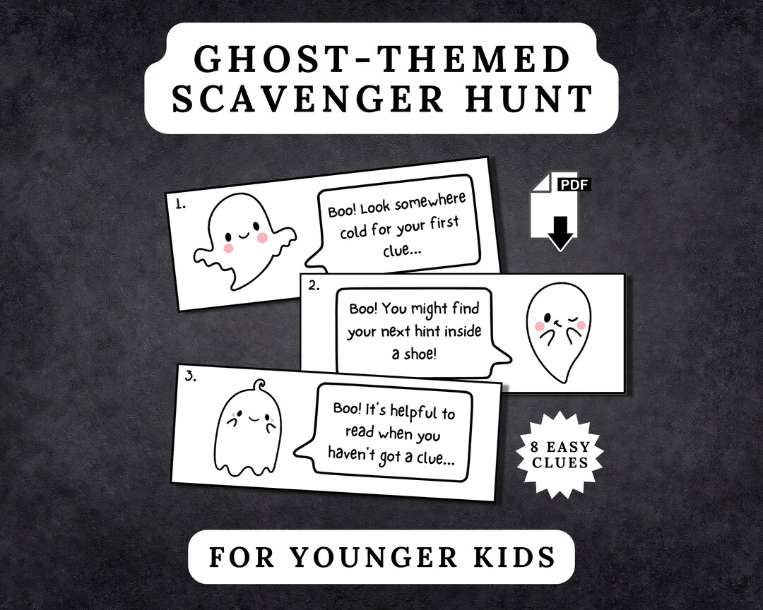 Halloween Scavenger Hunt Clues for Younger Kids & Toddlers, Indoor ...