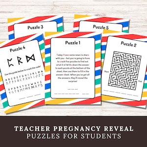 Teacher Pregnancy Announcement Puzzles for Students, Printable ...
