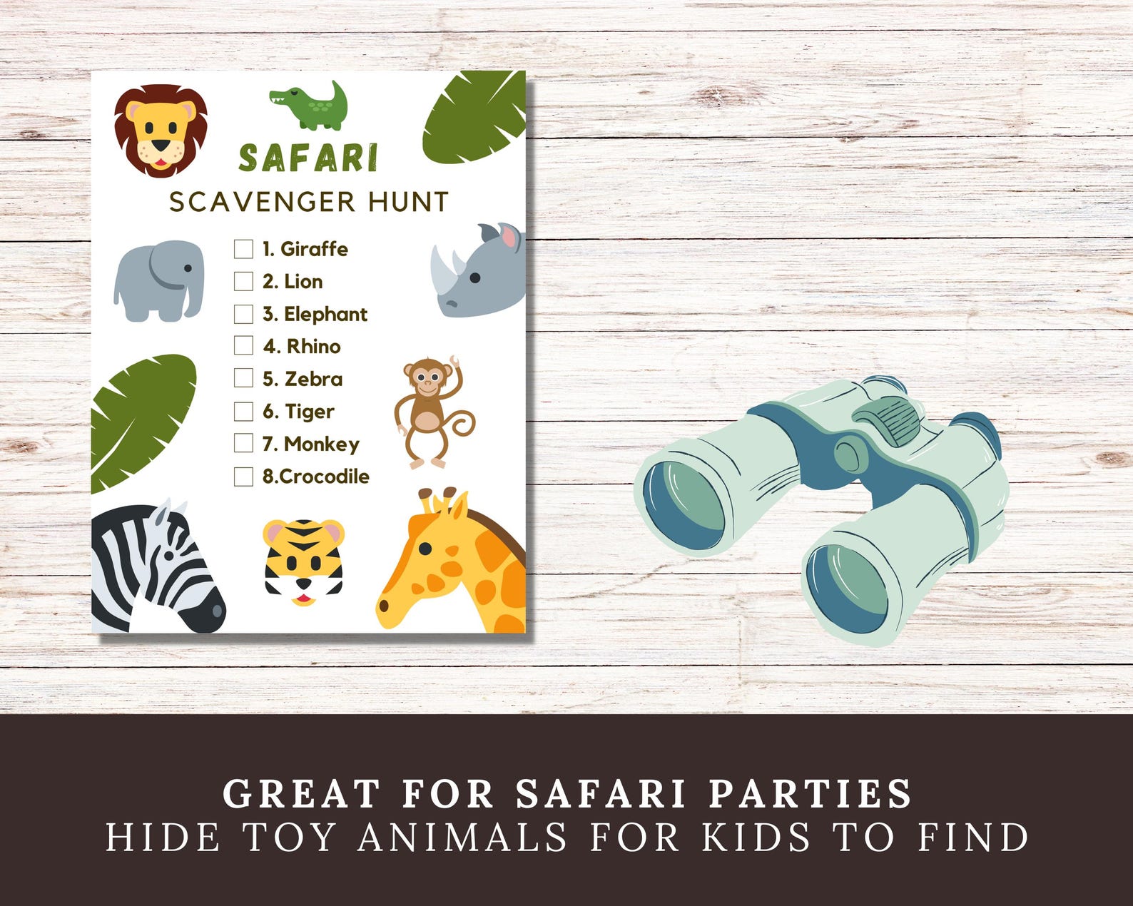 Safari Scavenger Hunt Printable: Kids Jungle Party Game (PDF Download ...