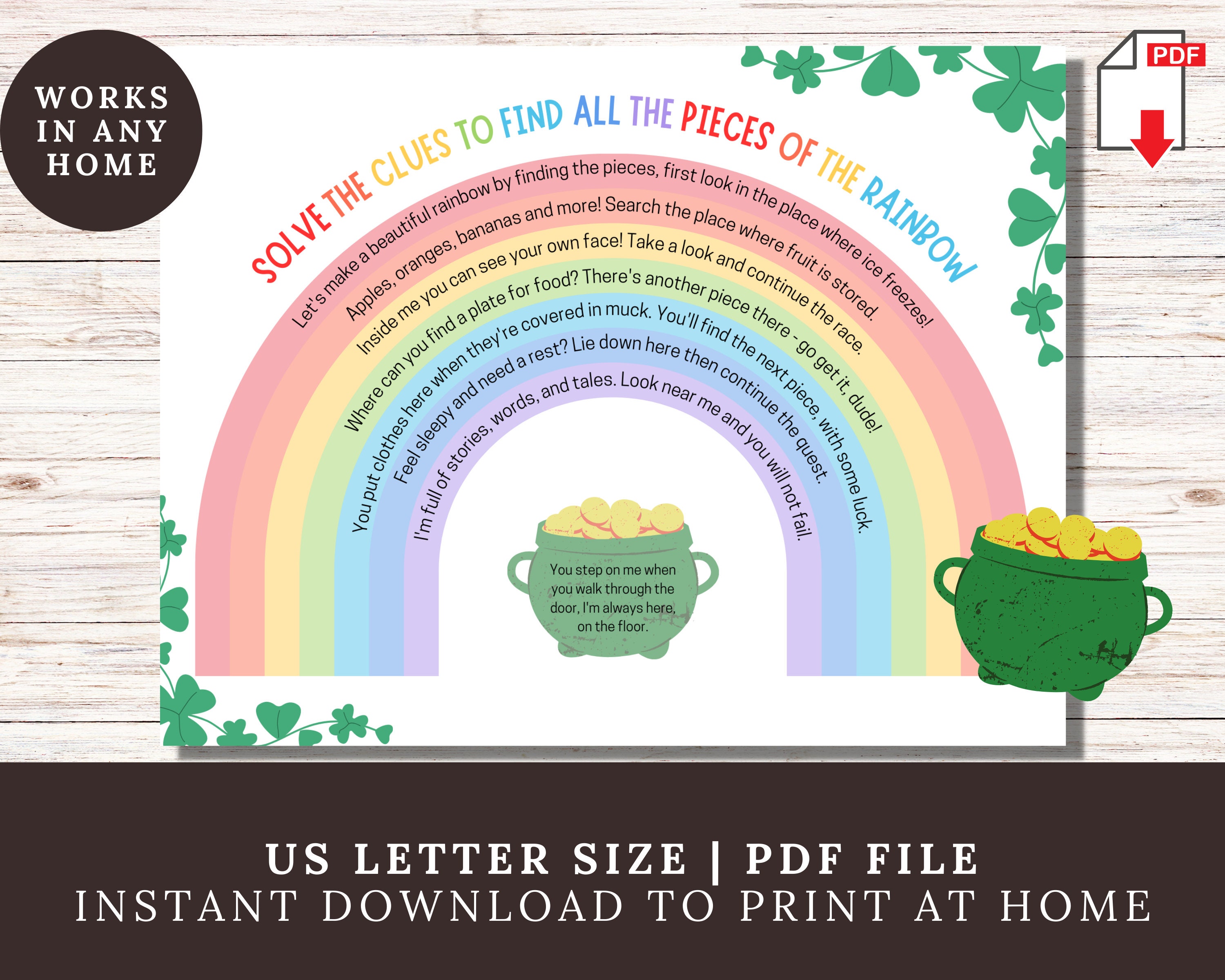 St Patrick's Day Scavenger Hunt Printable, St Patty's Day Treasure Hunt ...