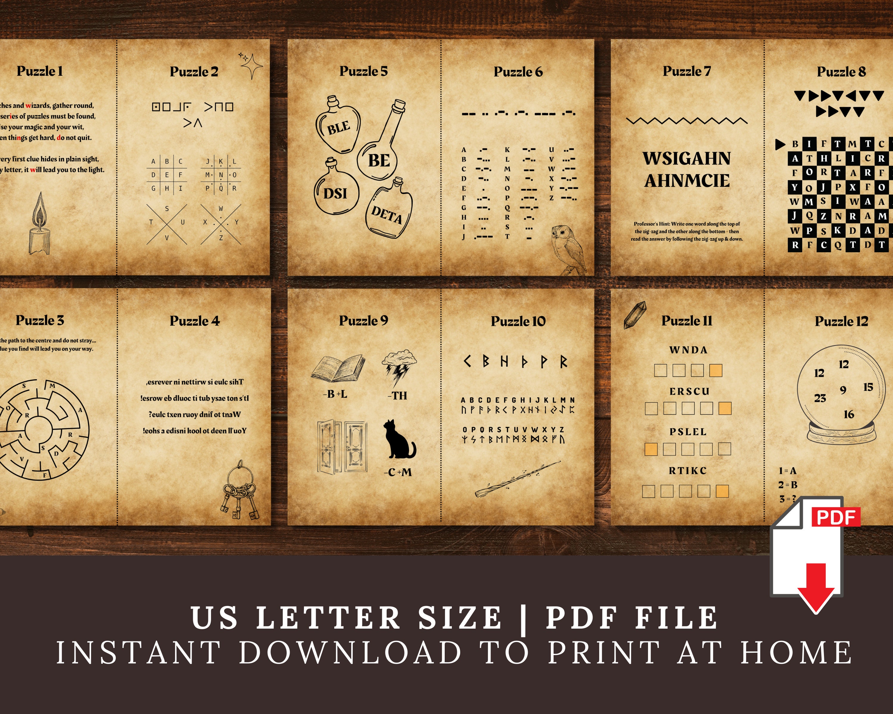 Magic Scavenger Hunt Clues, Printable Witch and Wizard Treasure Hunt ...