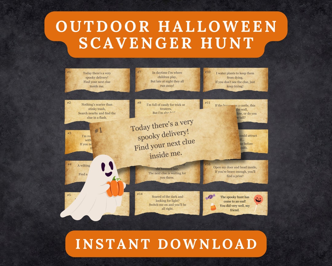 Halloween Scavenger Hunt: Outdoor Clues, Family Activity (printable PDF ...