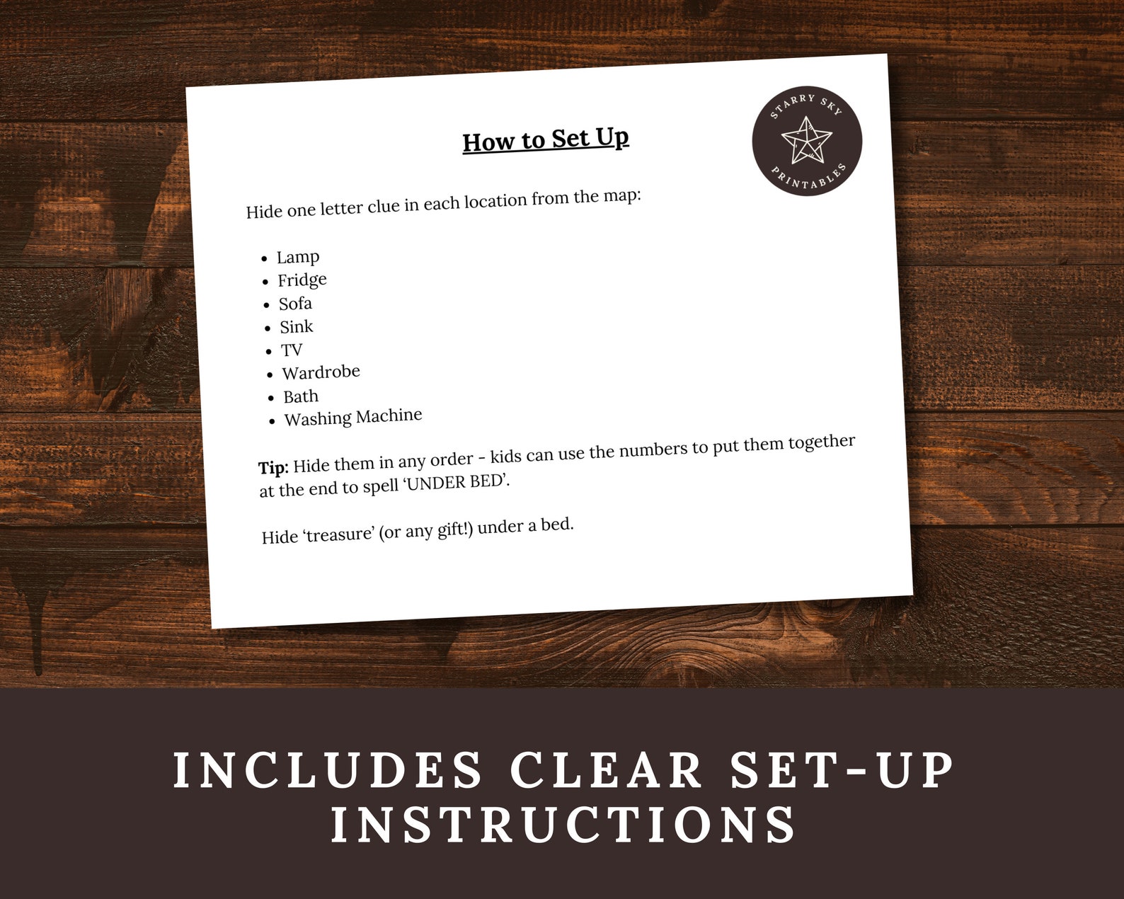 Treasure Map Scavenger Hunt for Younger Kids, Printable Indoor ...