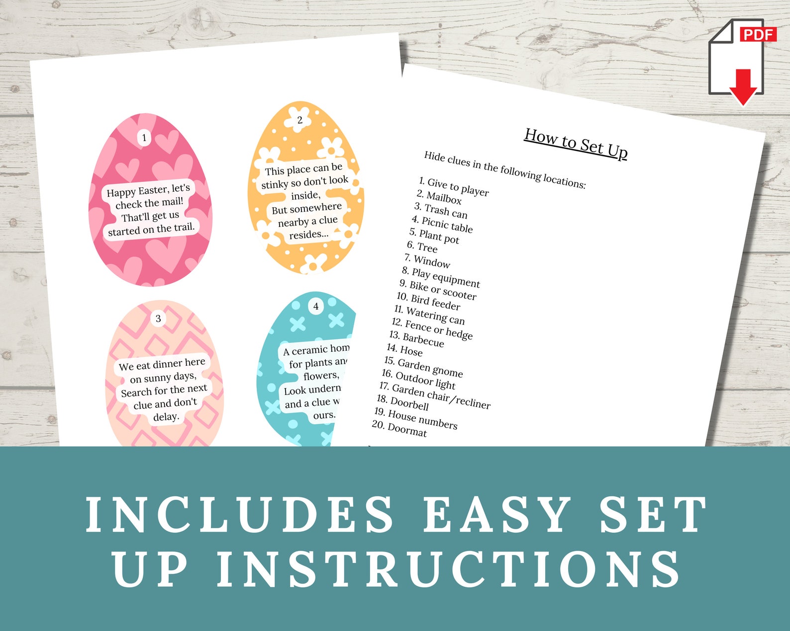 Outdoor Easter Egg Scavenger Hunt Clues for Kids & Teens (printable ...