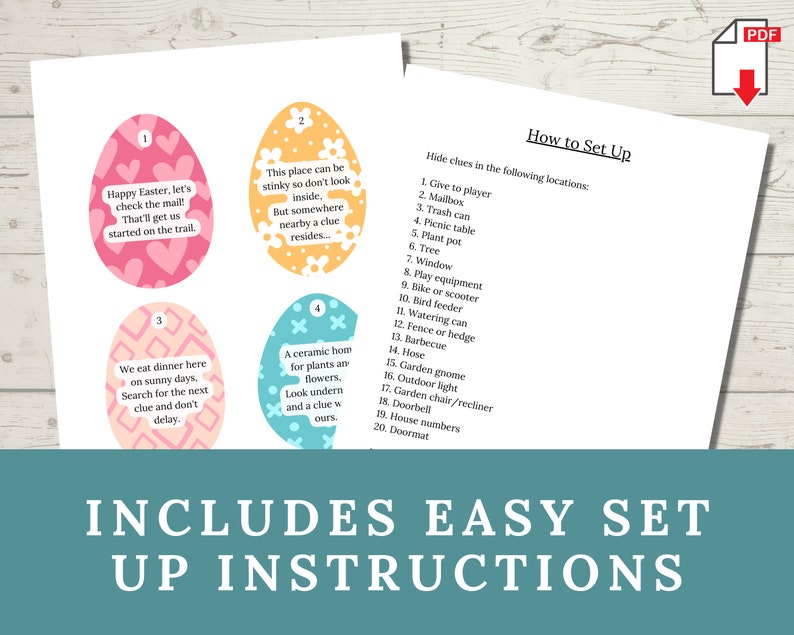 Outdoor Easter Egg Scavenger Hunt Clues for Kids & Teens (printable ...